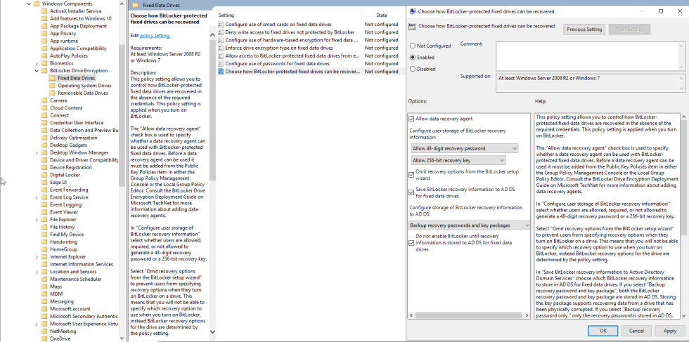 How To Enable Bitlocker Recovery Information To Active Directory