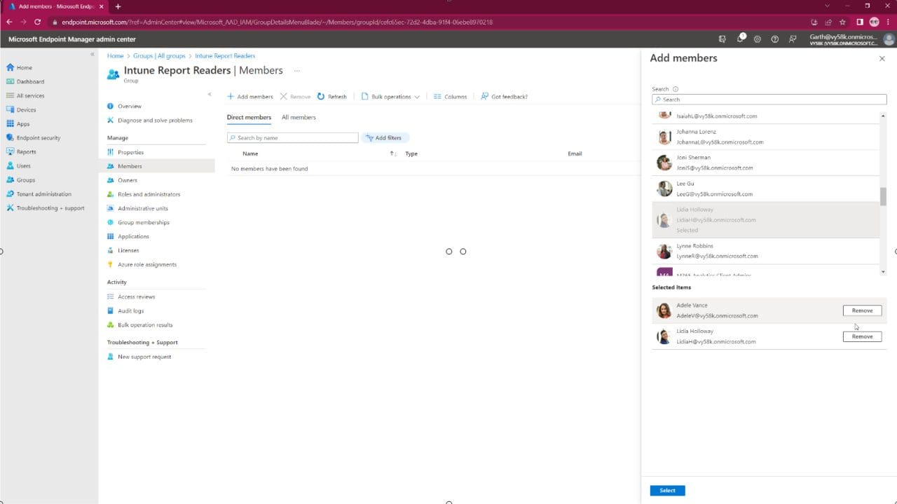 How to Create an Intune Data Warehouse Readers Group