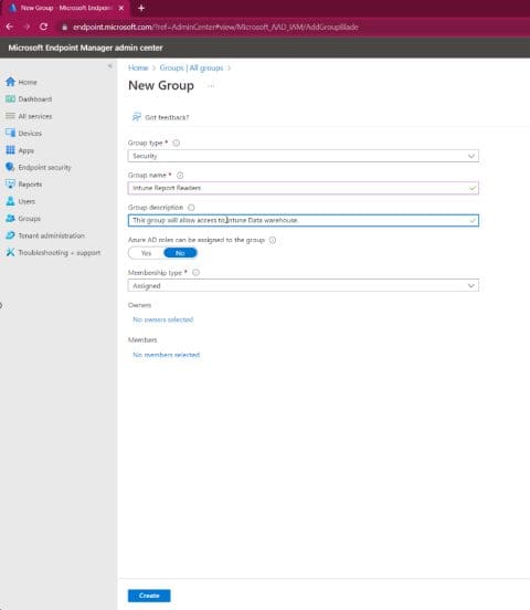 How to Create an Intune Data Warehouse Readers Group